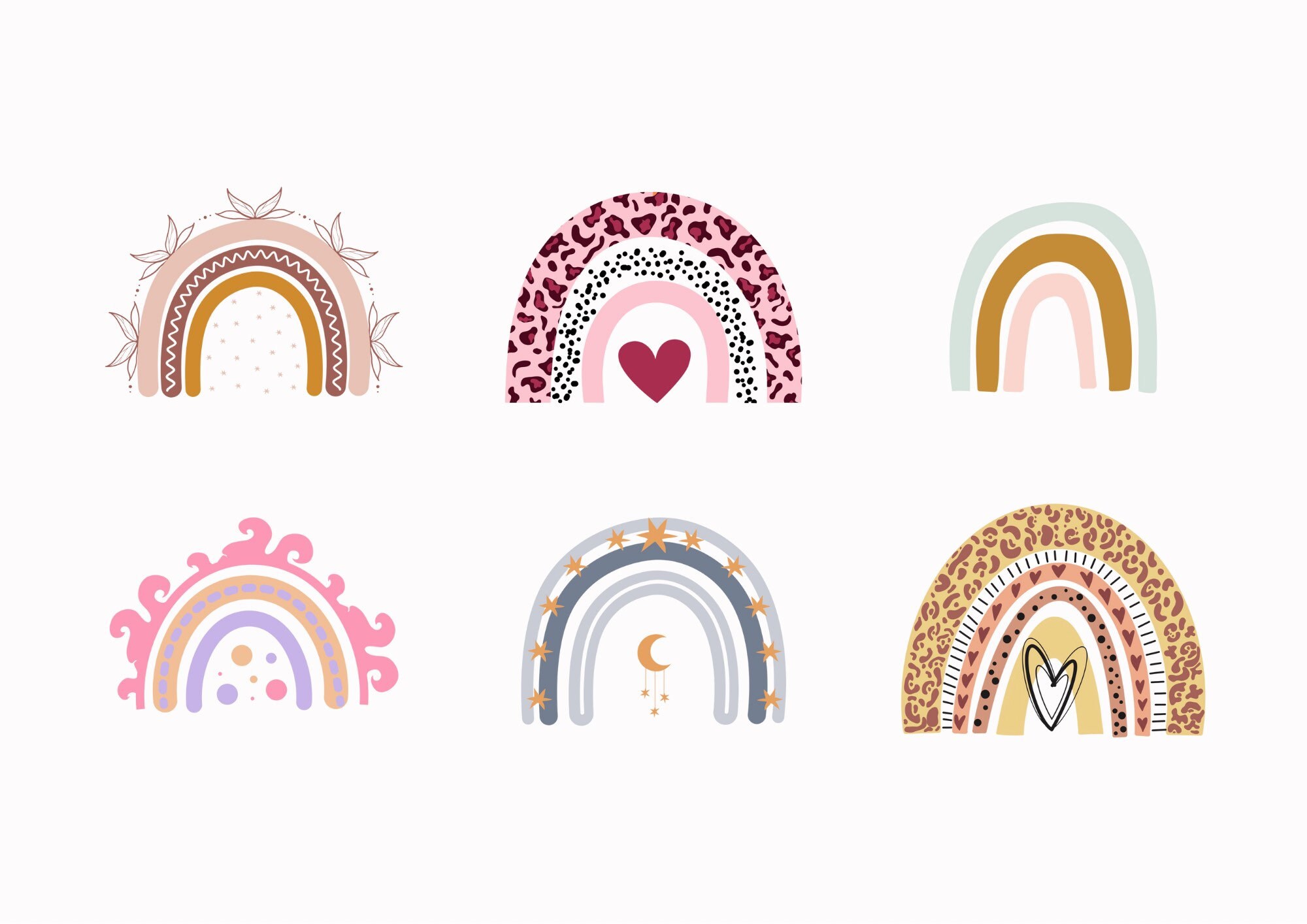 Boho Rainbow Svg Bundle, Template, Boho Rainbow Wall Art, Boho Rainbow ...