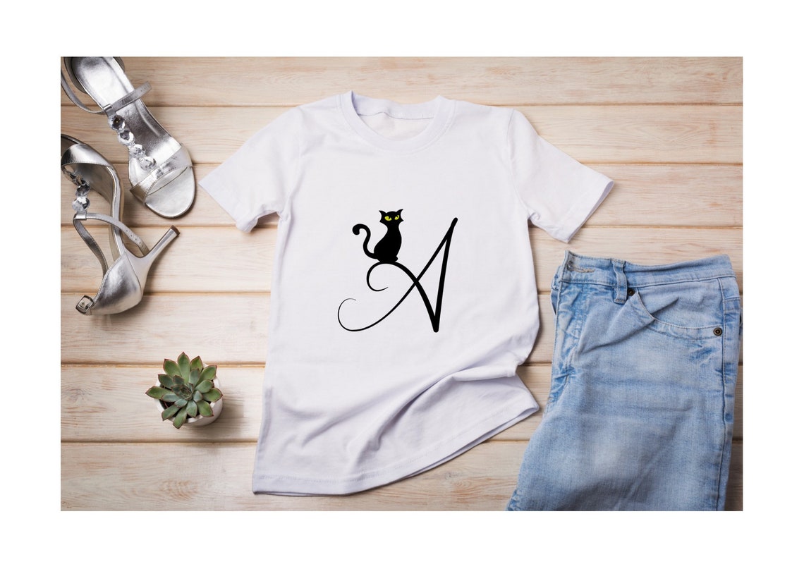 Monogram With Cat Svg Initials With Cat Svg Letters With | Etsy