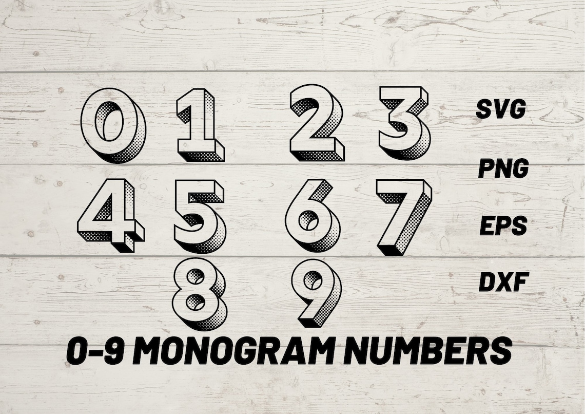 3D Monogram Numbers svg 0-9 monogram Numbers set digital | Etsy