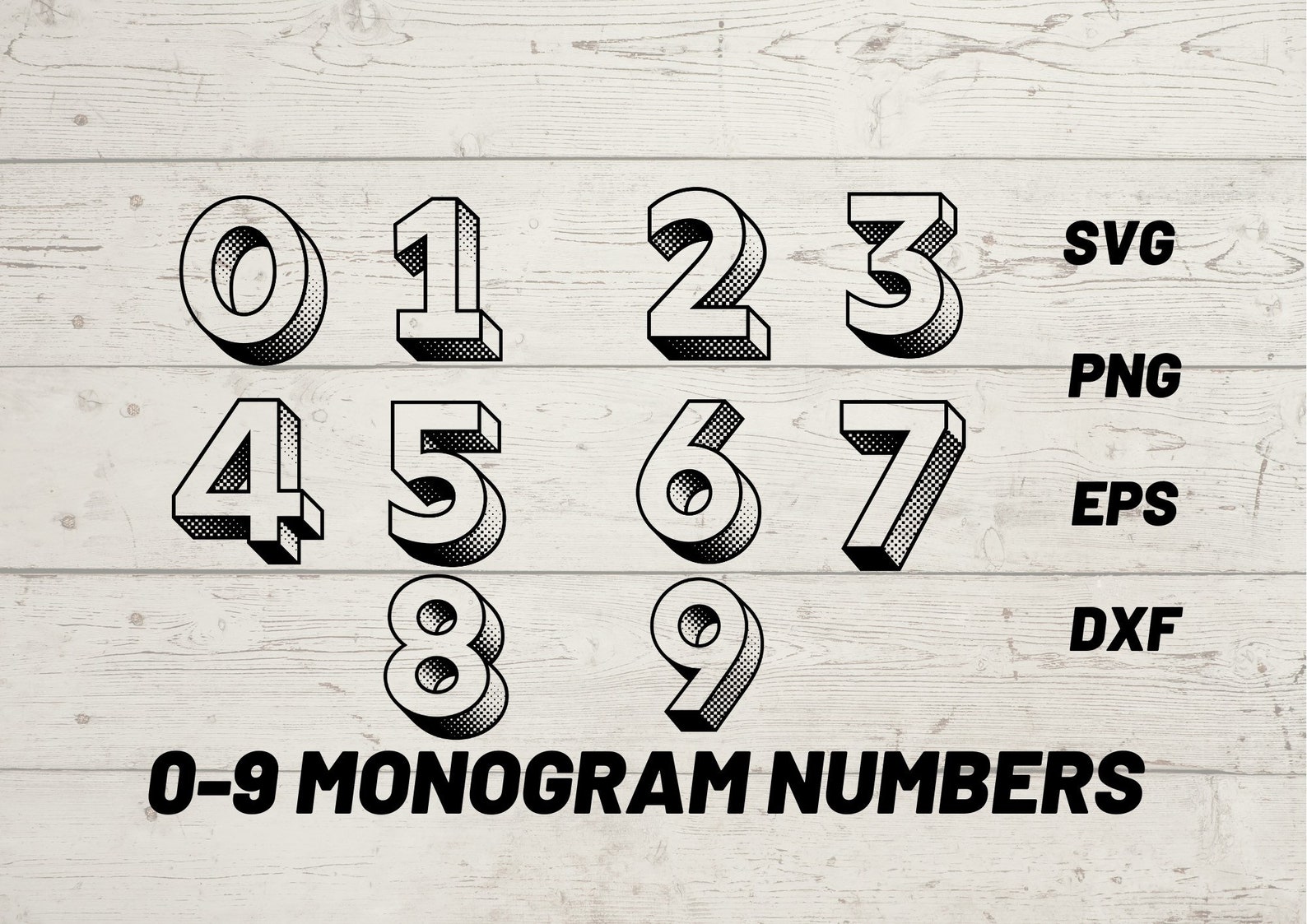 3D Monogram Numbers svg 0-9 monogram Numbers set digital | Etsy