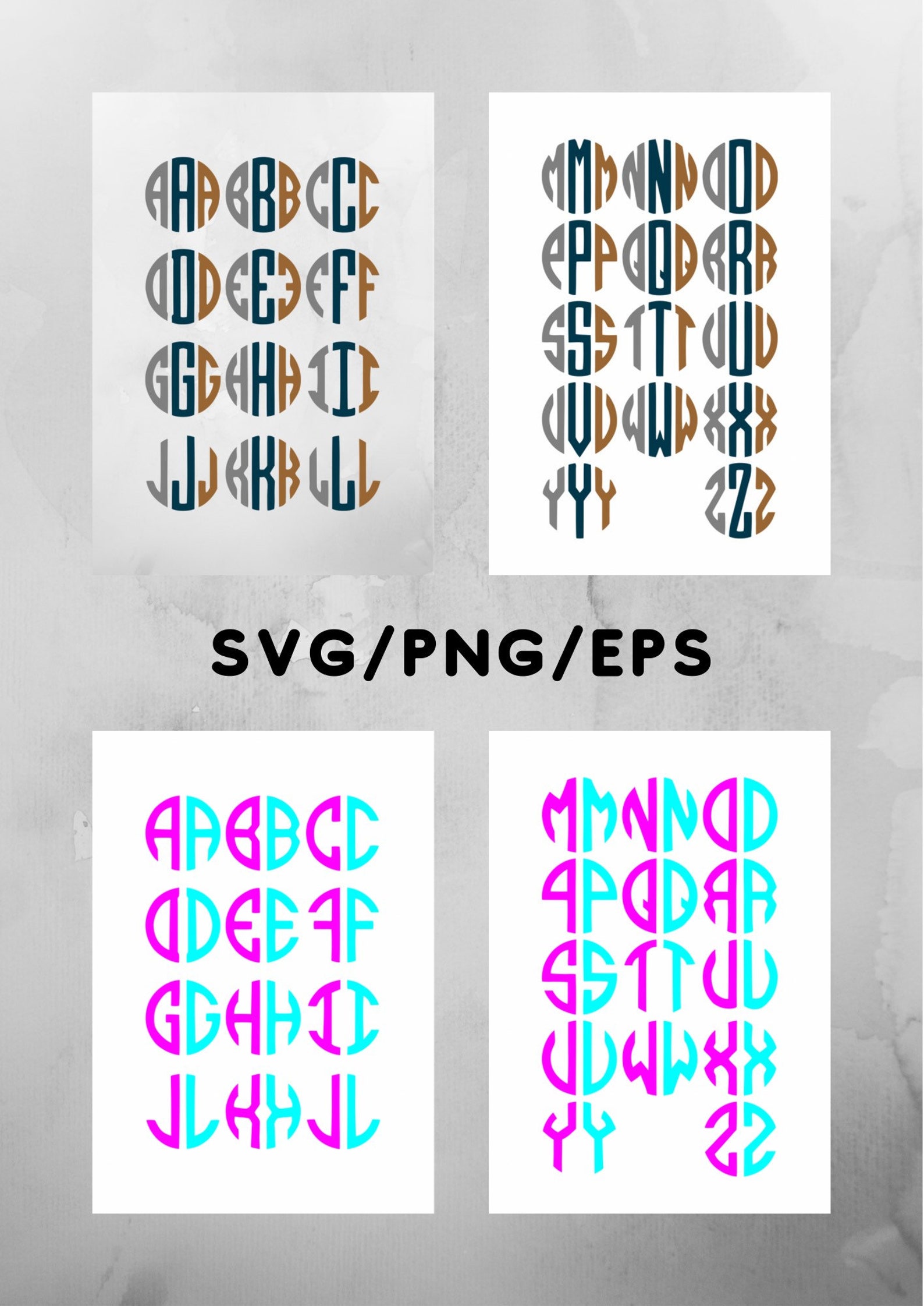 Monogram Svg Bundle, Circle Monogram Set, 2 Letter Monogram Svg, 3 ...