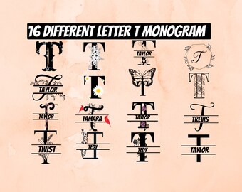 Floral Letter T Svg - Etsy