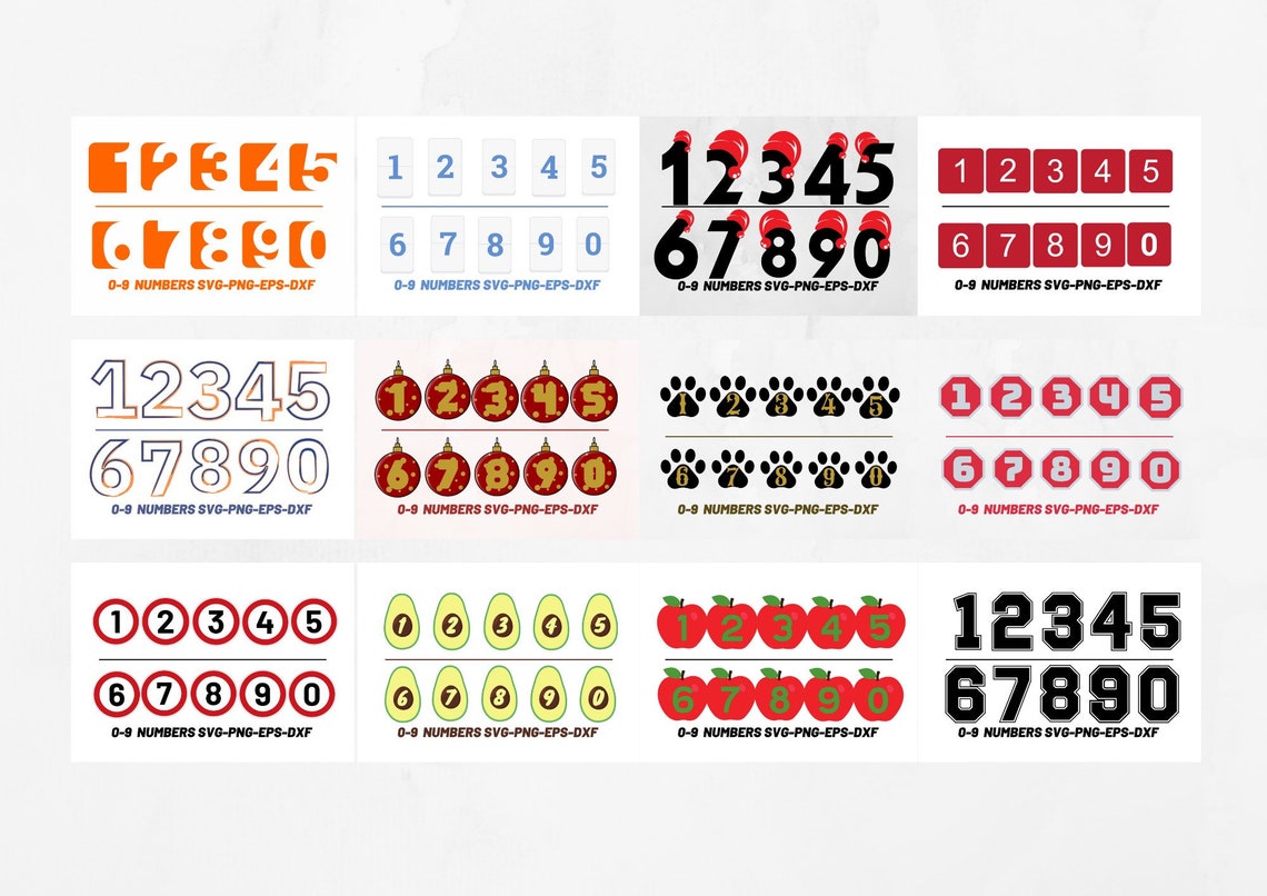 Numbers Svg Bundle Numbers Png Number Sublimation Birthday - Etsy