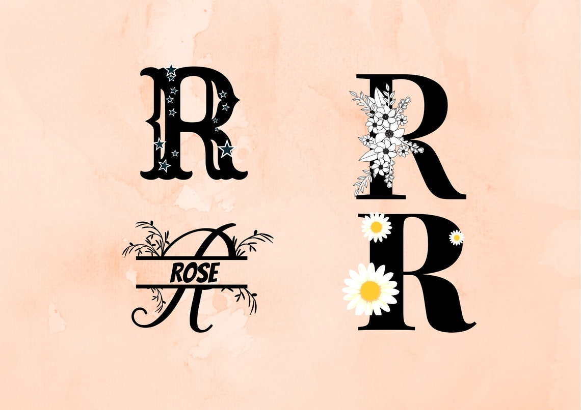 R Monogram svg letter R svg bundle split R svg R with | Etsy