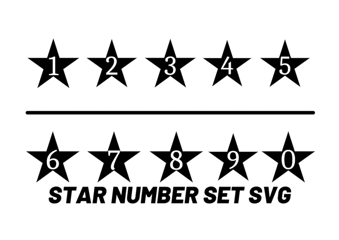 Number With Star Svg, Star Numbers Svg, Birthday Numbers, Shirt Numbers ...