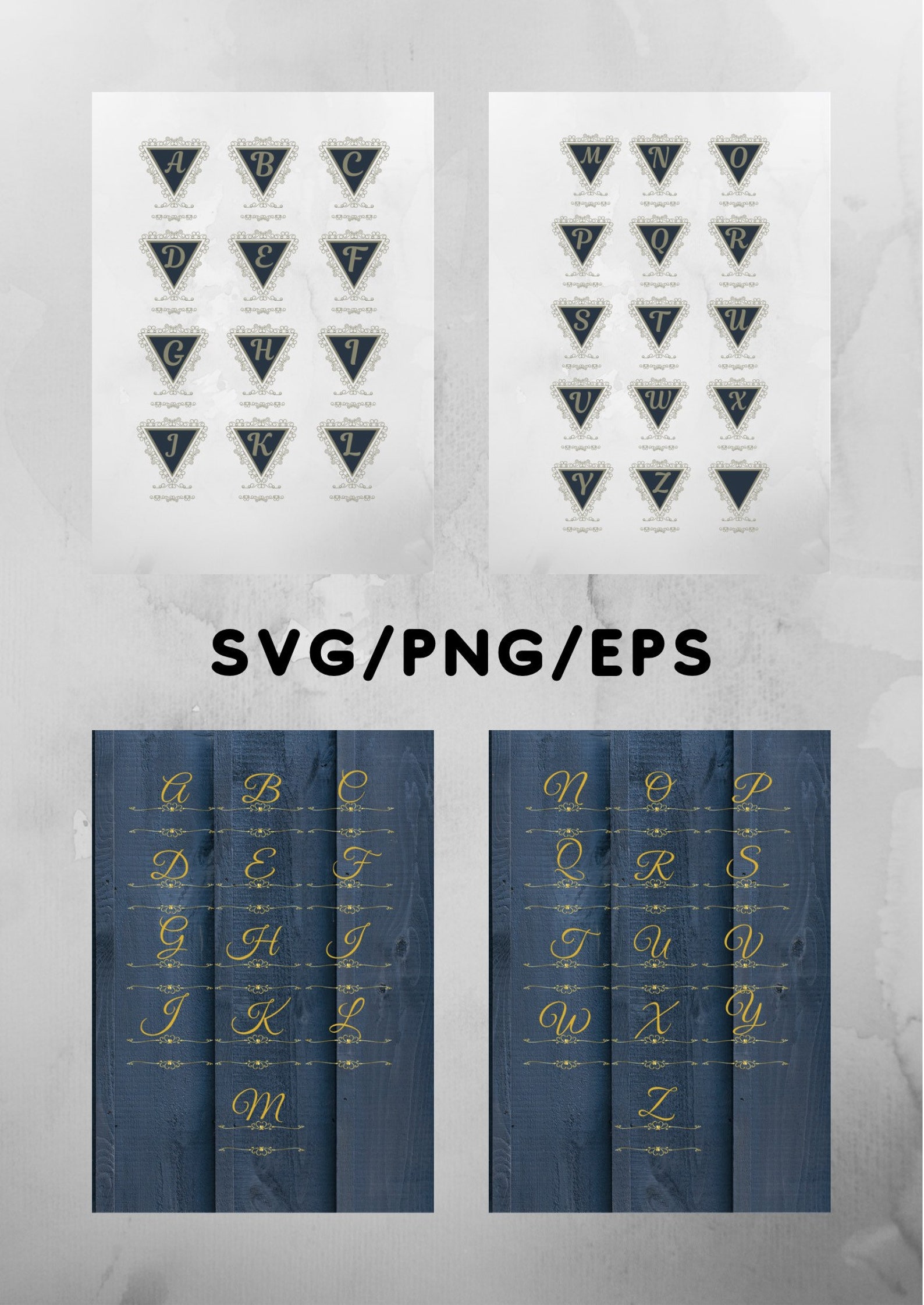 Monogram Svg Bundle, Gold Monogram Svg , Floral Monogram Set, Monogram ...