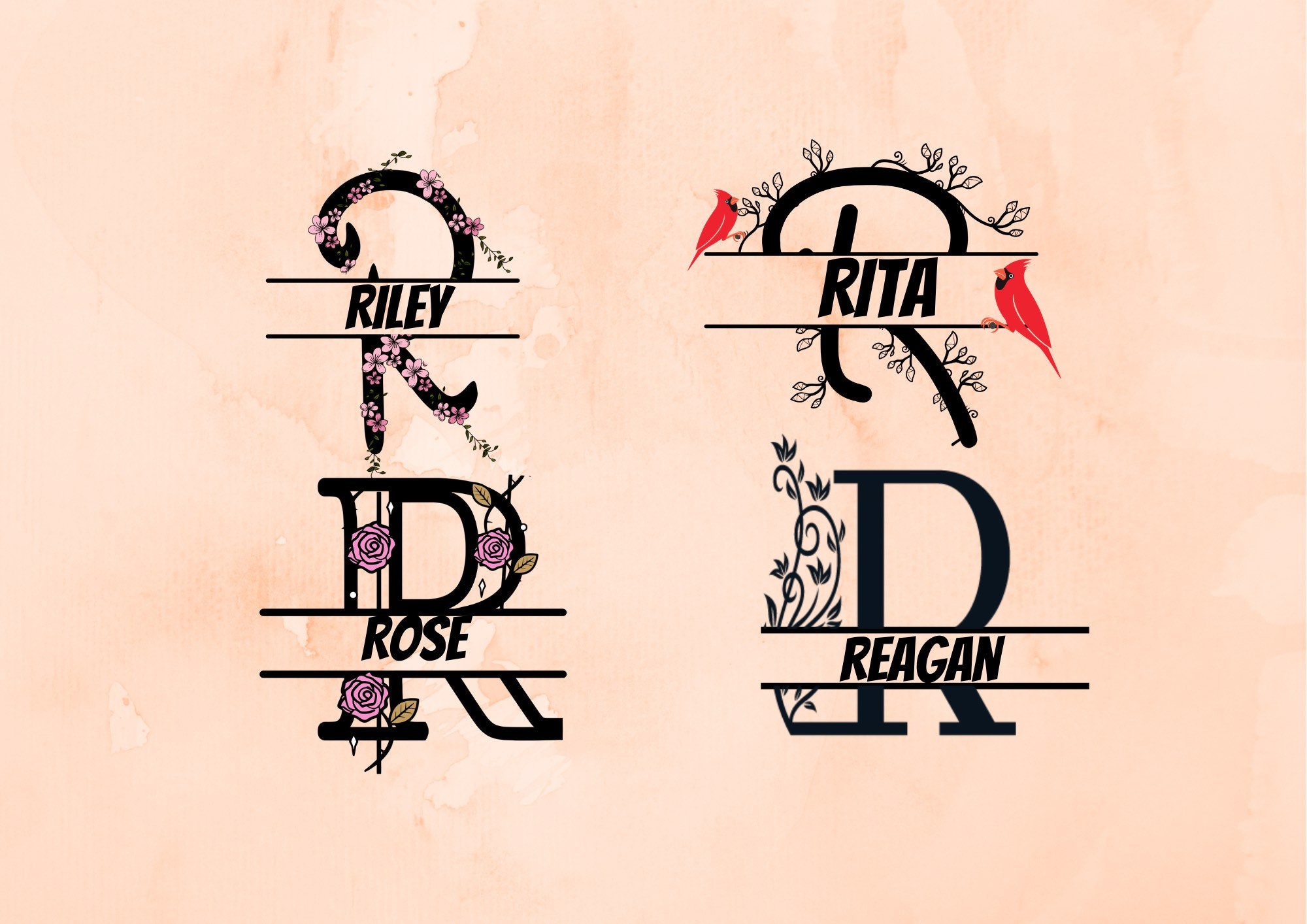 R Monogram svg letter R svg bundle split R svg R with | Etsy