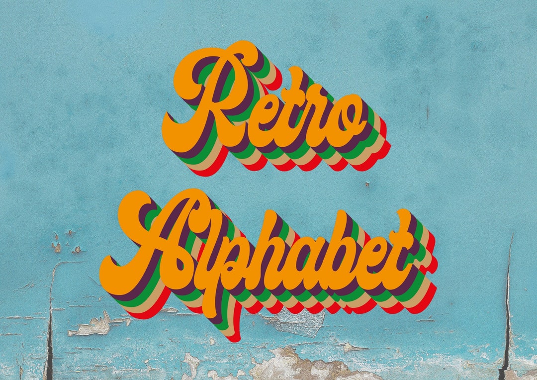 Retro Vintage Wavy Font Svg, Retro Alphabet SVG, Multicolor Letters Svg ...