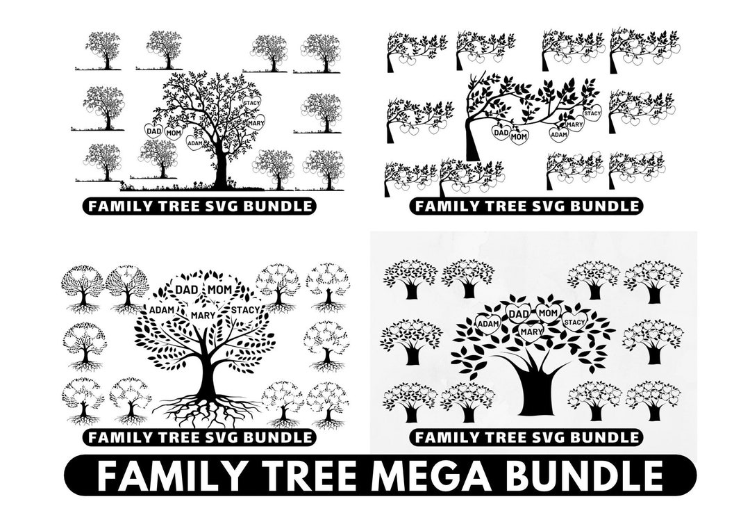 Family Tree Svg Bundle, Family Tree Wall Art Svg, Family Tree Template ...