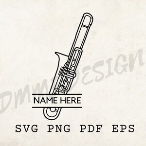 Trombone Template Svg, Instrument Wall Decor, Laser Cut File, Custom ...