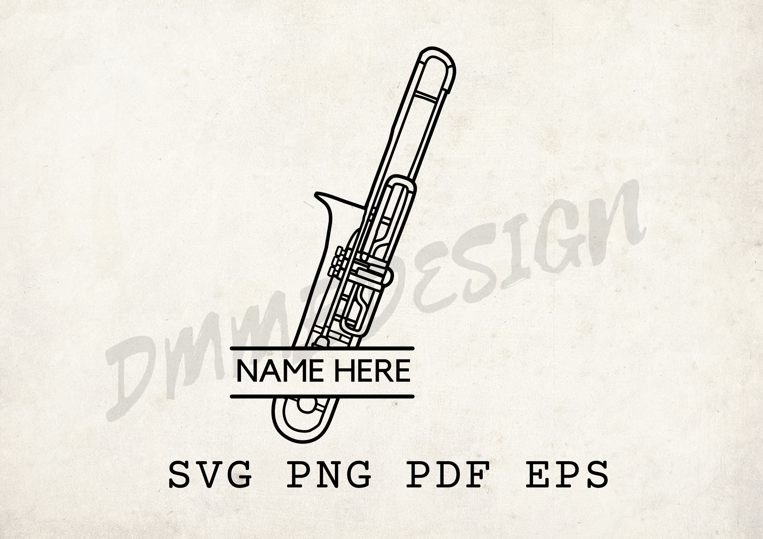 Trombone Template Svg, Instrument Wall Decor, Laser Cut File, Custom ...