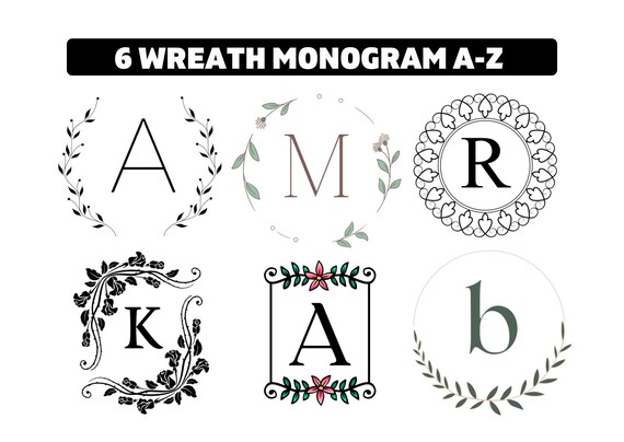 Monogram Svg Wreath Svg Monogram With Wreath Wreath With | Etsy