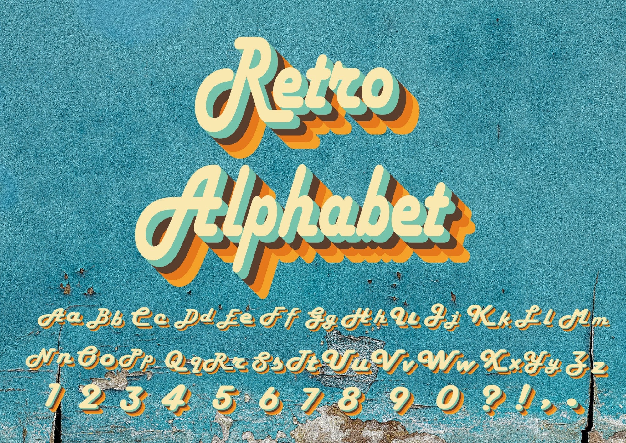 Retro Font Retro Alphabet 70s Color Letters Vintage - Etsy Finland