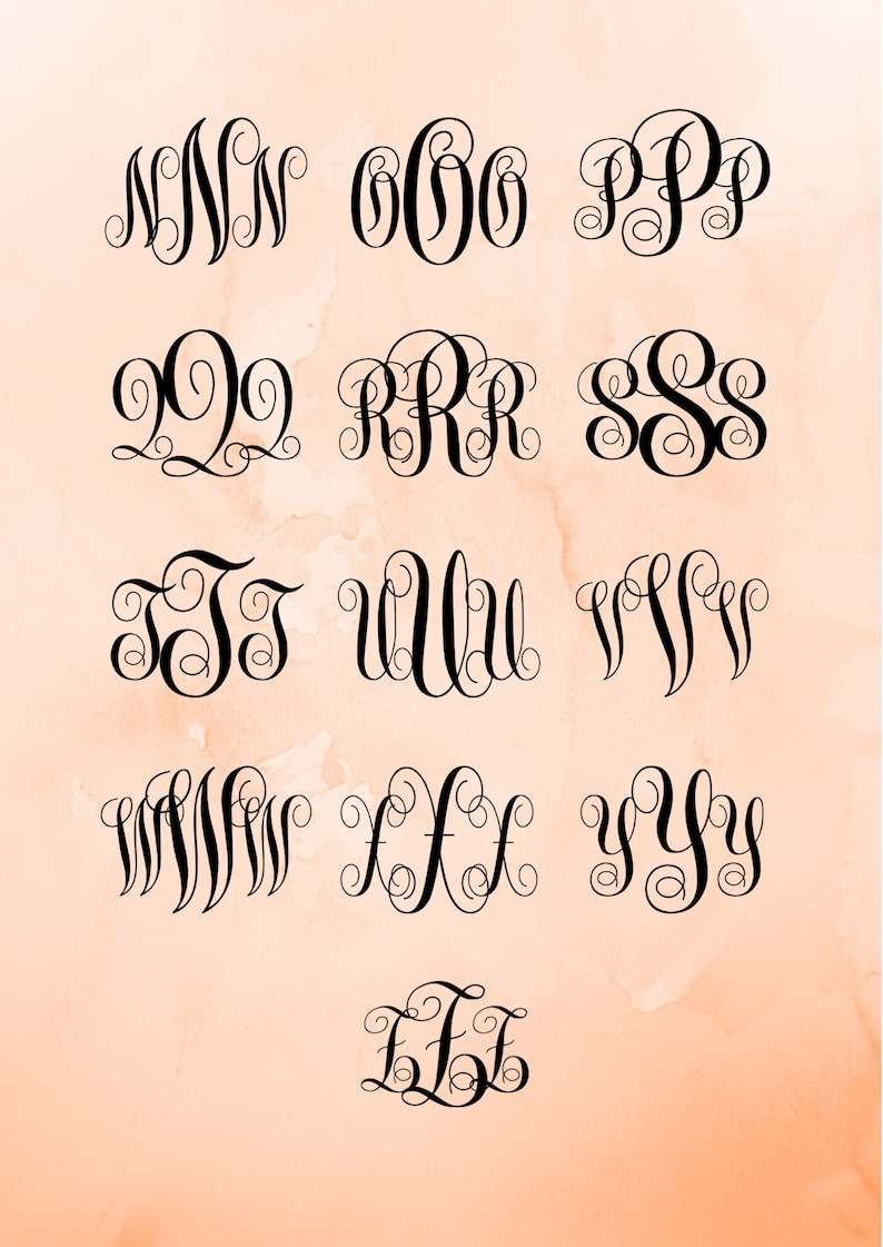 Script Font Monogram Svg Monogram Alphabet Svg Fancy Fonts - Etsy