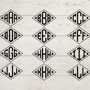 Diamond Monogram Svg, Diamond Monogram Font, Diamond Frame Svg ...