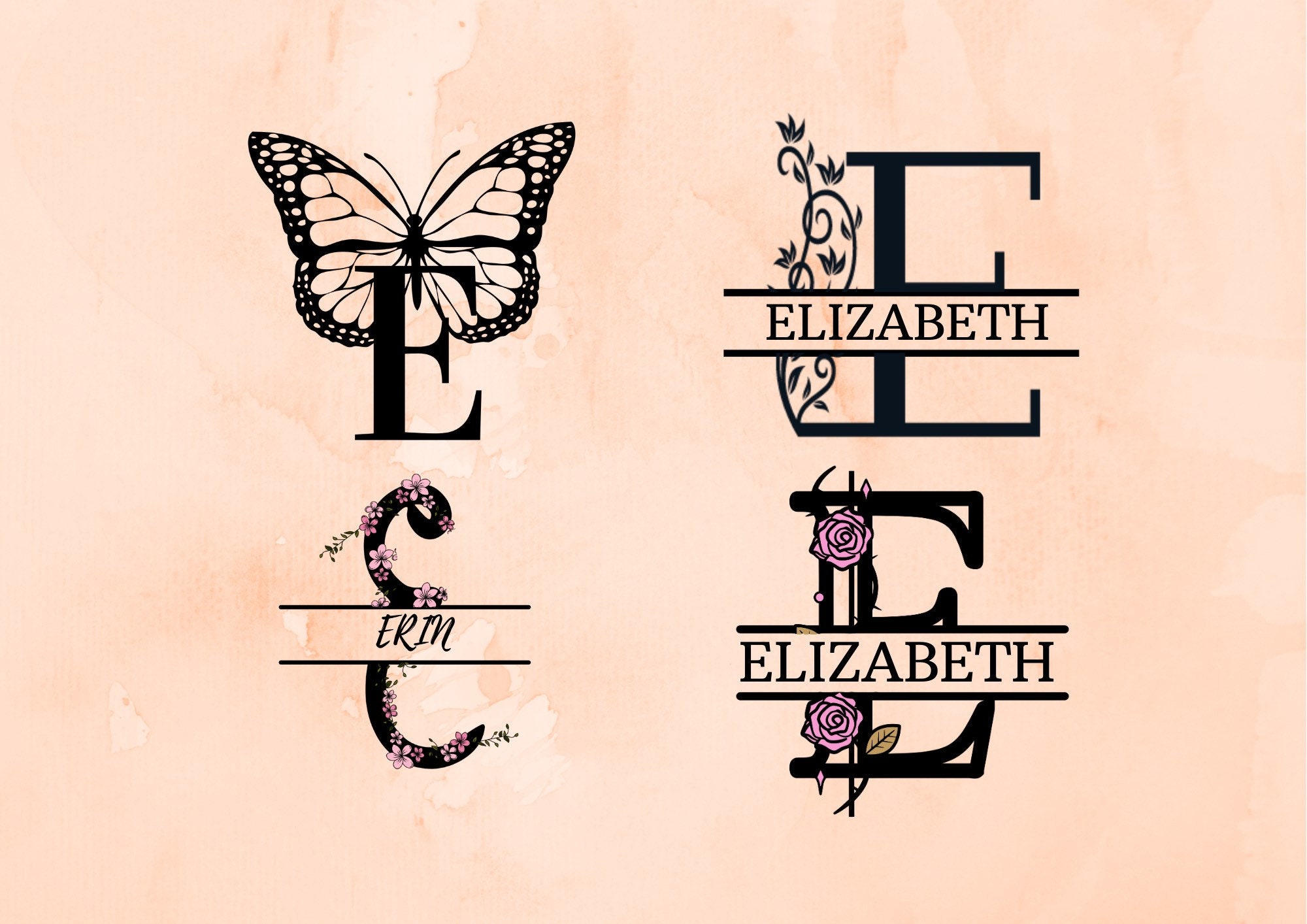 Letter E Svg bundle E Monogram svg initial E svg split E | Etsy