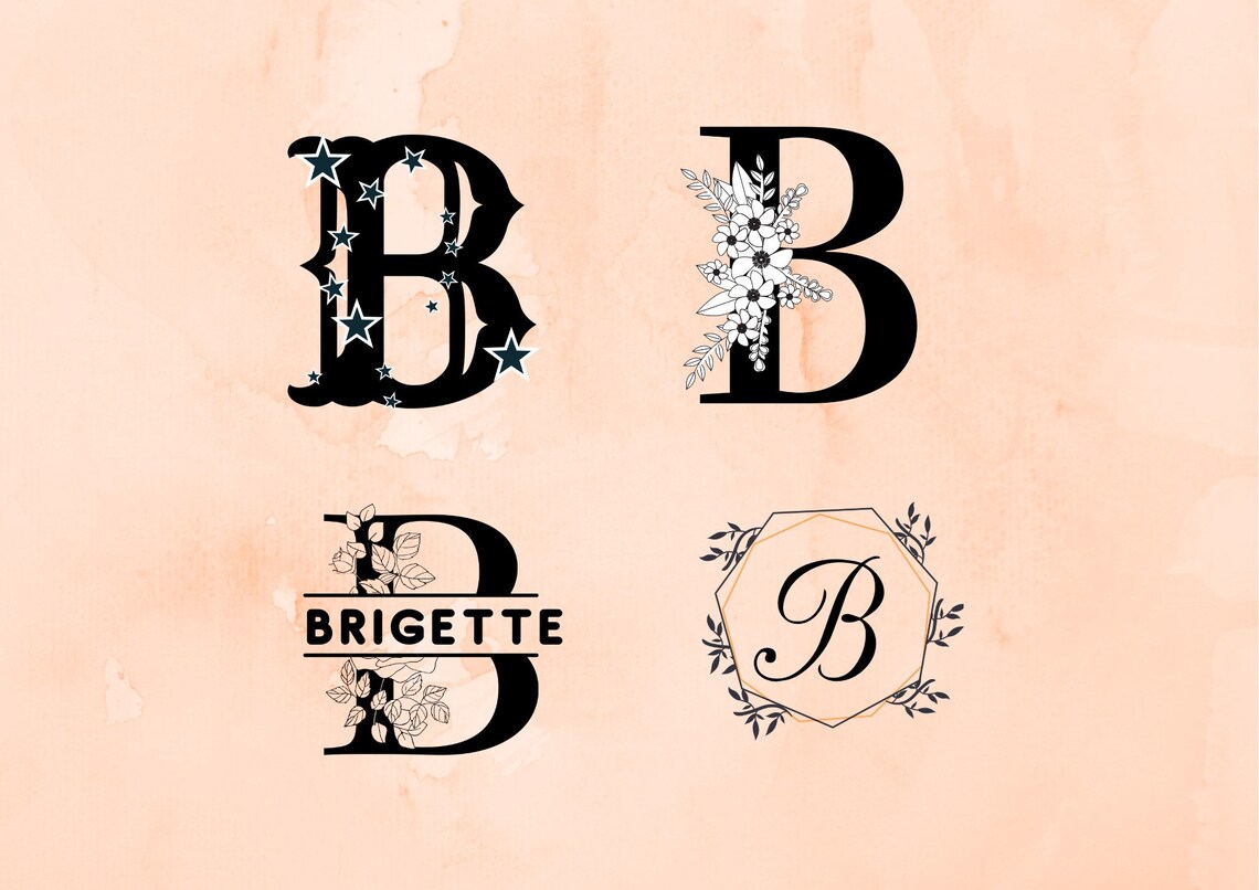 Initial B SVG File monogram B svg B svg file for cricut | Etsy