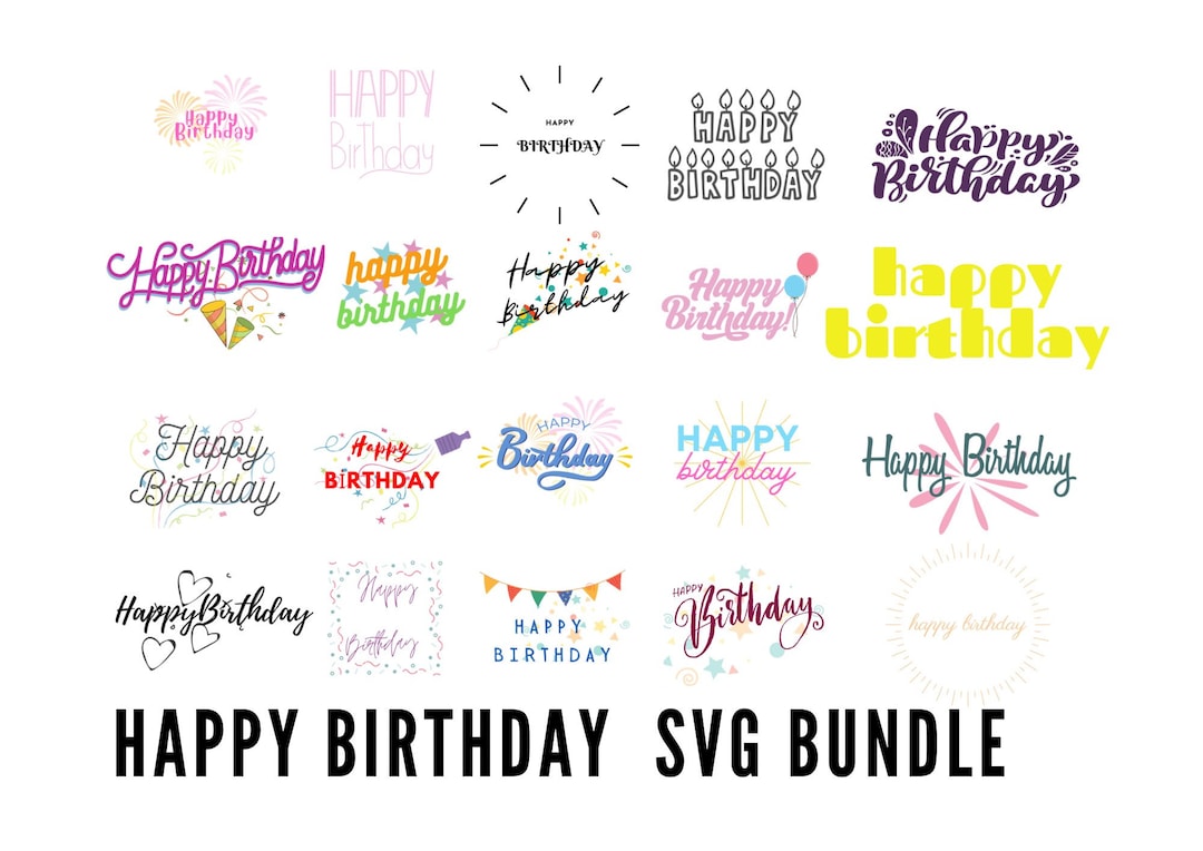 Happy Birthday Svg Bundle Birthday Sticker Svg Birthday - Etsy