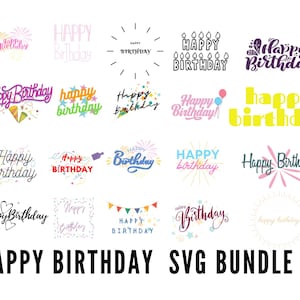 Happy Birthday Svg Bundle Birthday Sticker Svg Birthday - Etsy