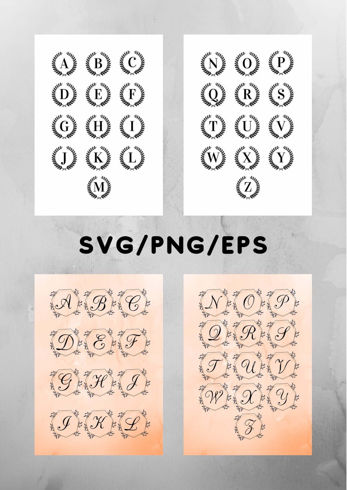 Monogram Bundle Svg Floral Monogram Set 12 Monogram Alphabet - Etsy