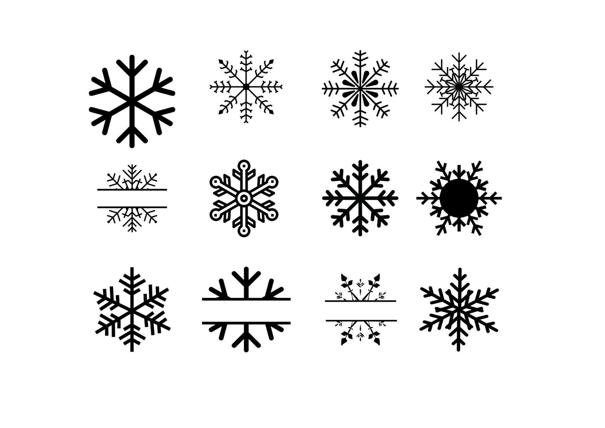 Christmas Svg Snowflake Svg Bundle Split Snowflake Svg - Etsy