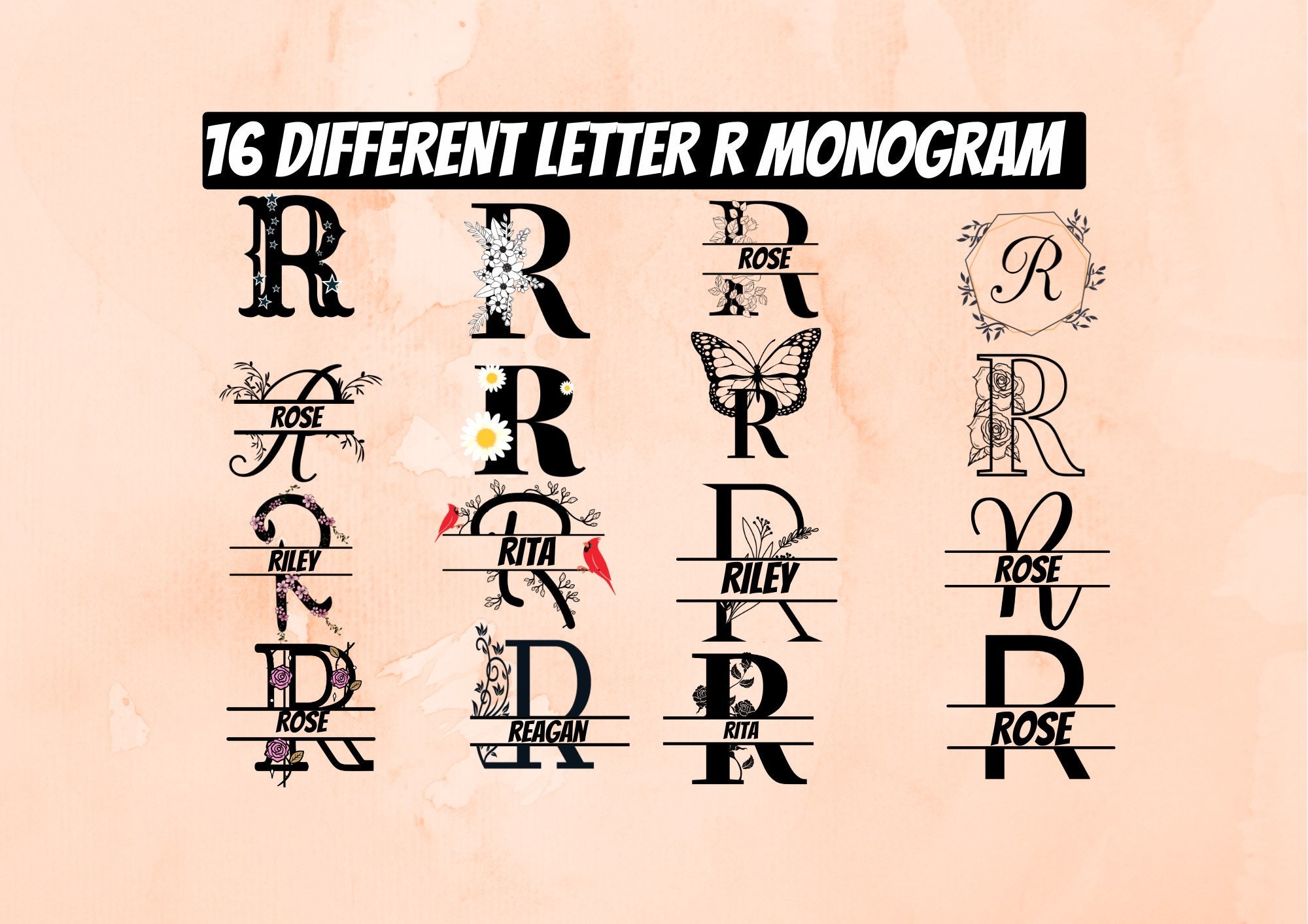 R Monogram svg letter R svg bundle split R svg R with | Etsy