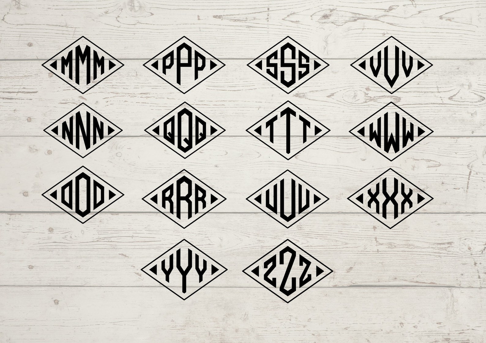 Diamond Monogram svg Diamond Monogram font Diamond frame | Etsy