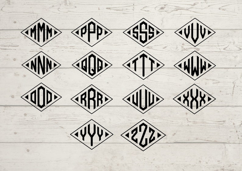 Diamond Monogram Svg, Diamond Monogram Font, Diamond Frame Svg ...