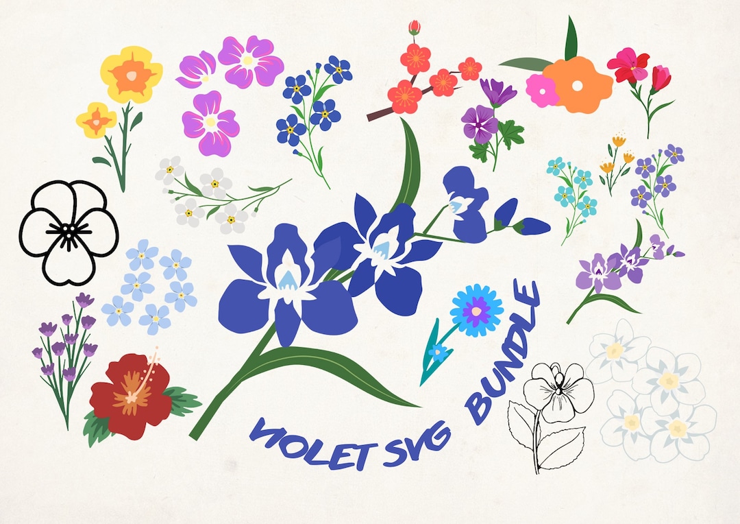 Violet Svg Bundle, Flower Template, Violet Stencil, Floral Edge, Violet ...