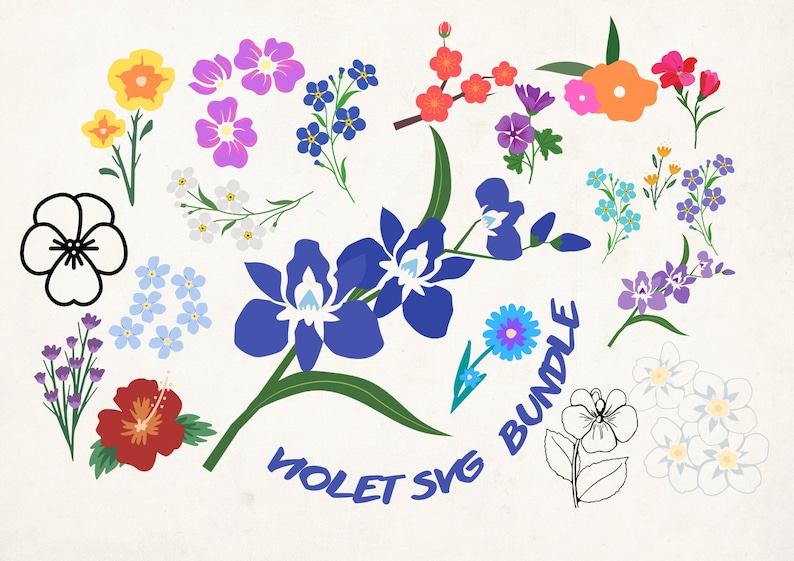 Violet Svg Bundle Flower Template Violet Stencil Floral - Etsy