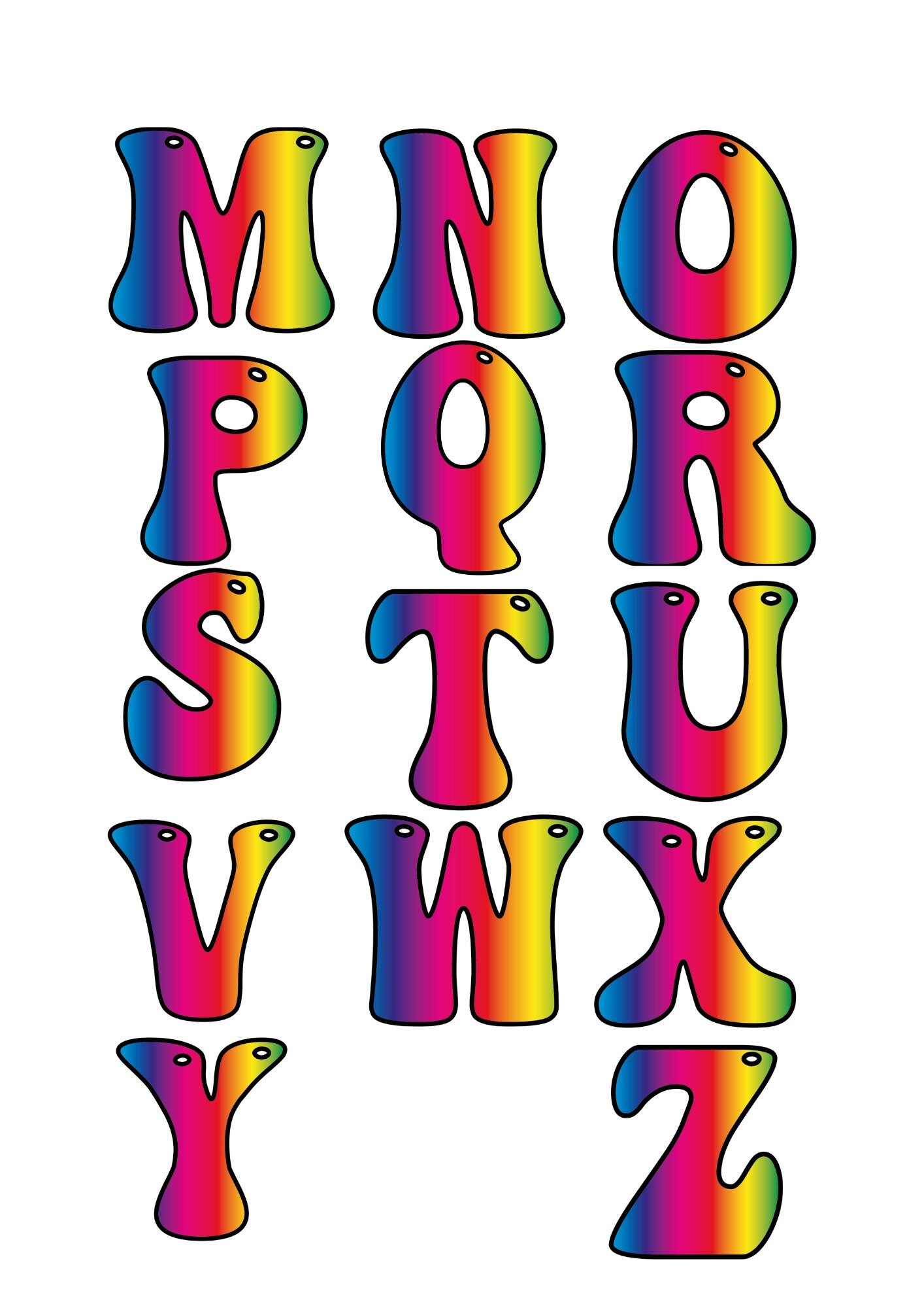 Groovy Font Png Rainbow Color Letter Png Groovy Letter Png - Etsy UK