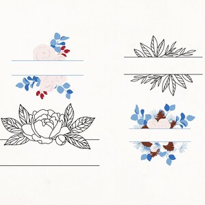 Split Floral Frame Svg Bundle, Floral Edge Svg, Wedding Frame ...