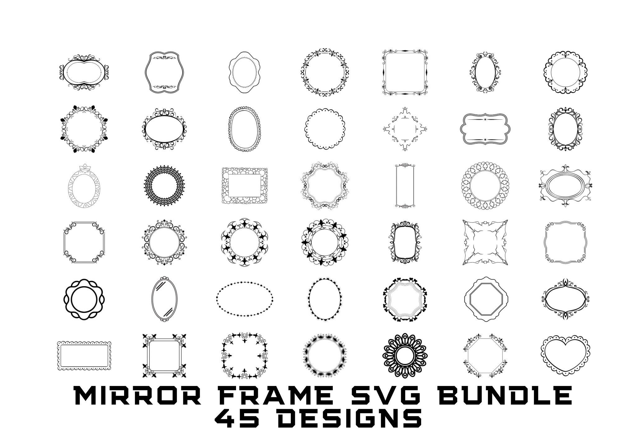 Mirror Frame Svg Bundle, Monogram Frame Svg, Square Frame Svg ...