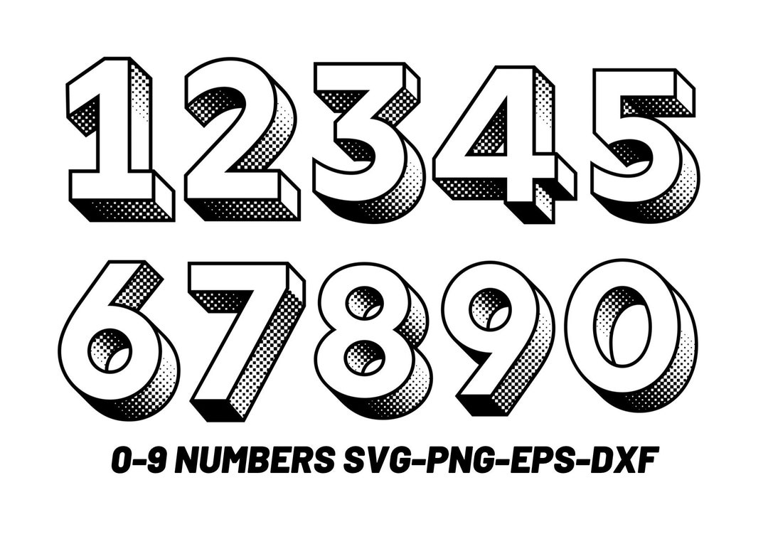 3D Monogram Numbers Svg, 0-9 Monogram Numbers Set, Digital Monogram ...