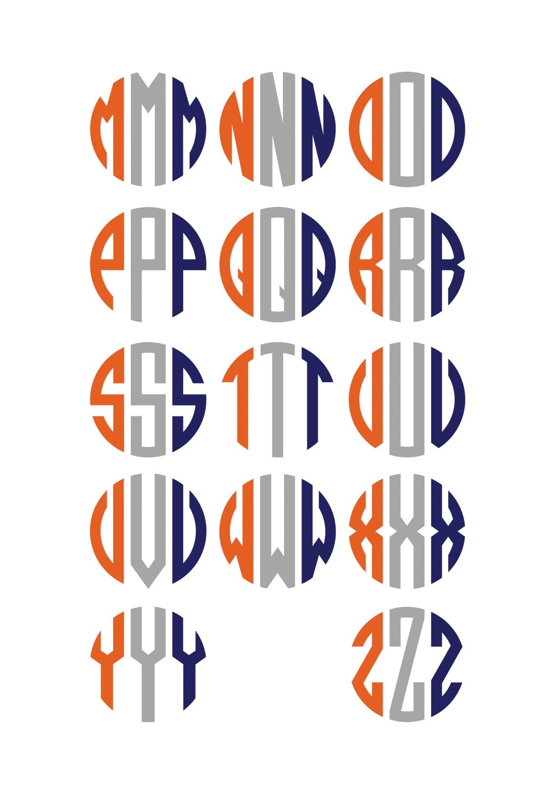 3 Letter Circle Monogram Svg, Round Letter Svg, 3 Initials Svg, Custom ...