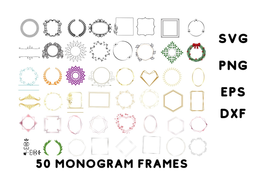 Frame Svg Bundle for Cricut Monogram Frames Svg - Etsy Canada