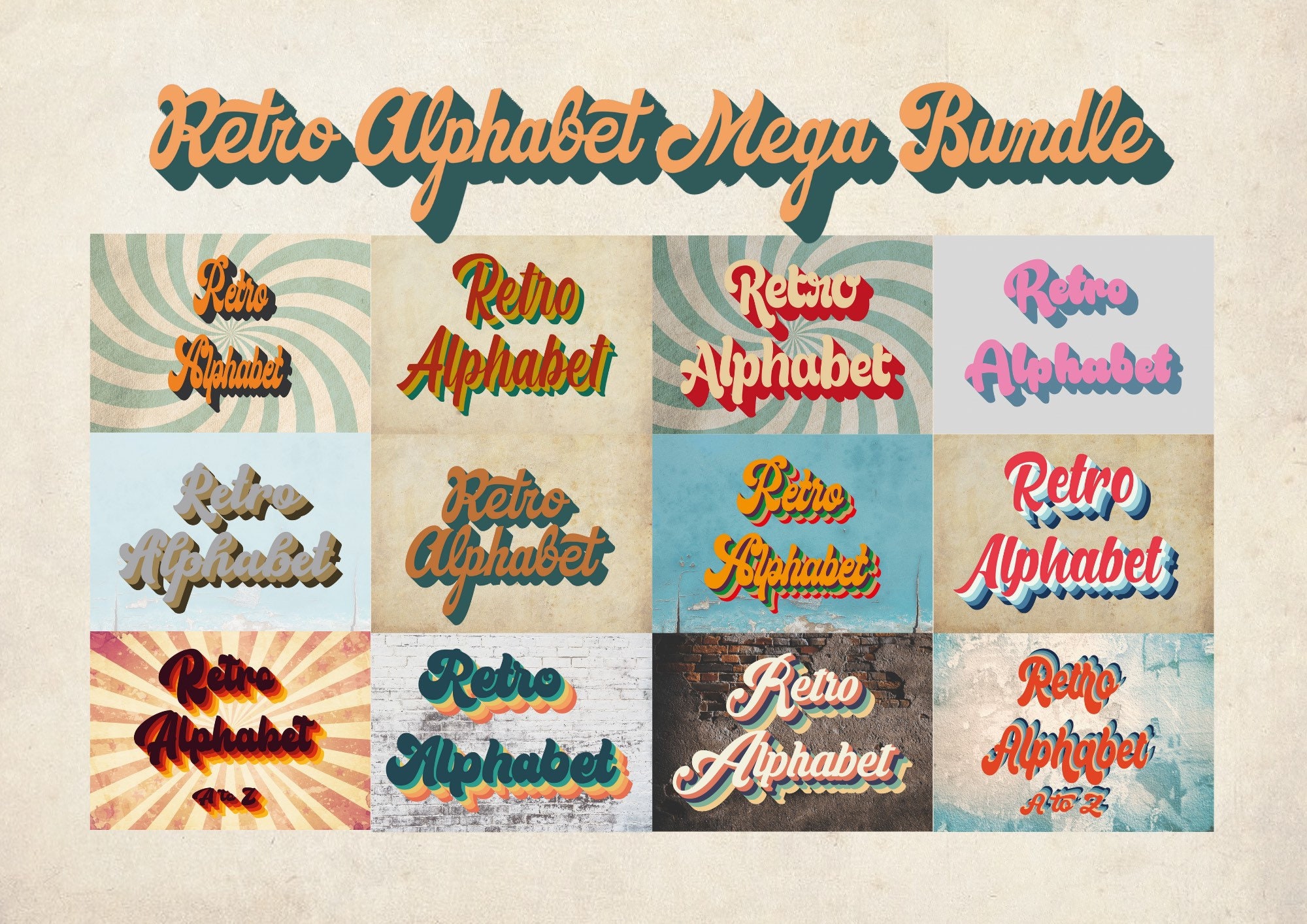 Retro Font SVG Bundle Vintage Font Svg Monogram Svg Retro - Etsy