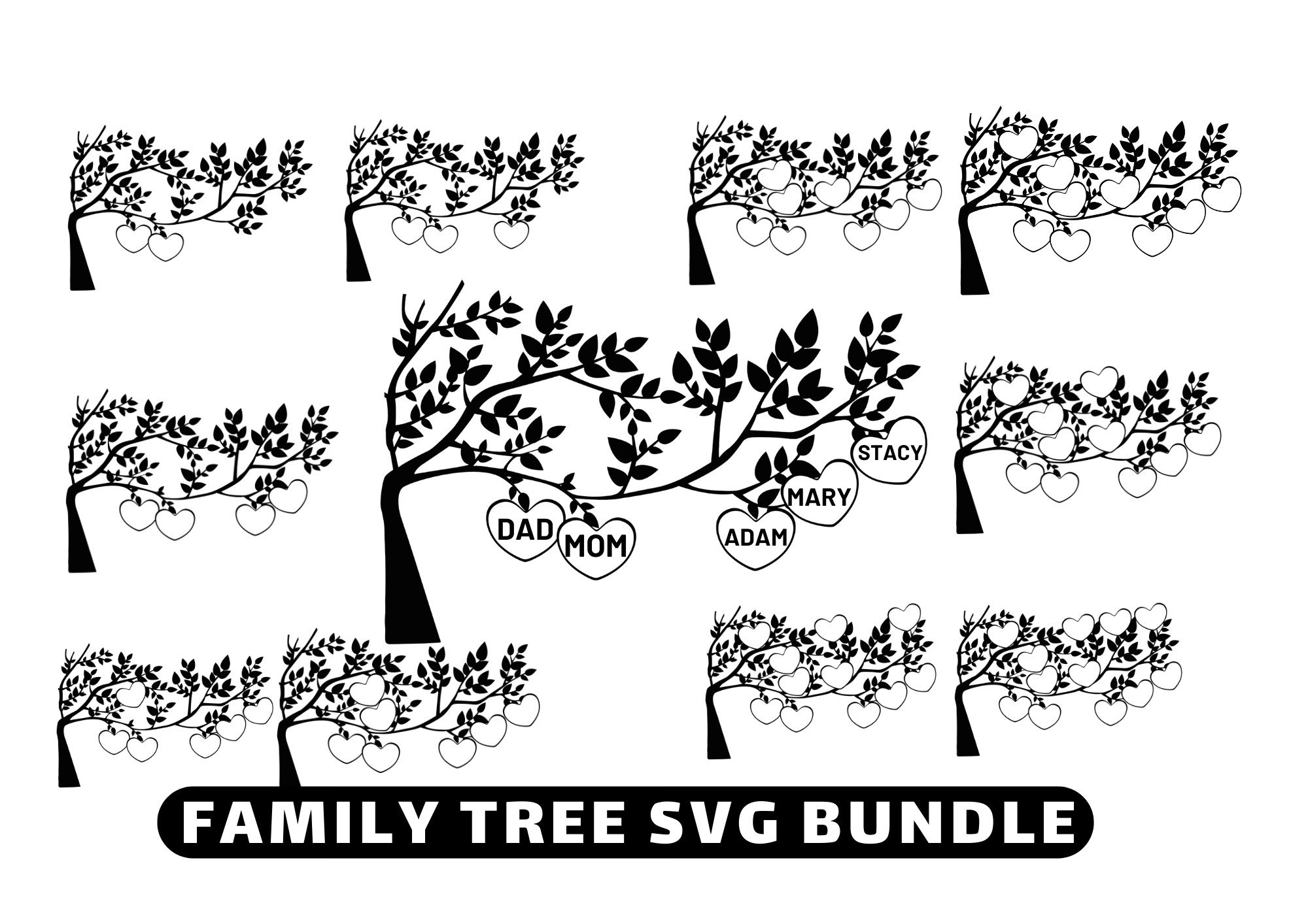 Family Tree Svg, Family Tree Template, Family Tree Wall Art, Family ...