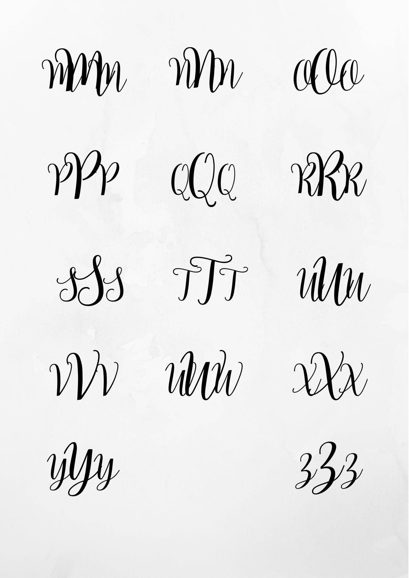 Monogram Letters Svg, Script Font Monogram, 3 Letter Monogram, Instant ...