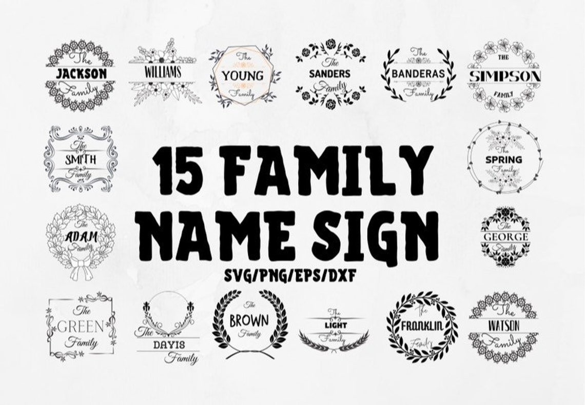 Family Name Sign Mega Bundle, Family Name Template Svg, Last Name Png ...