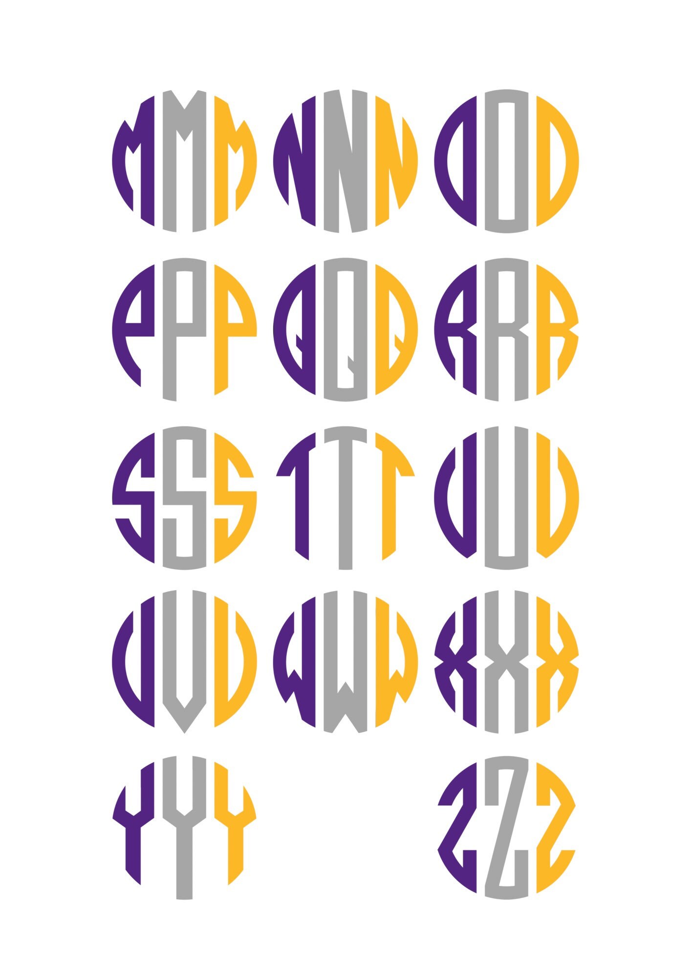 Monogram svg Round Monogram Monogram initials 3 letter | Etsy