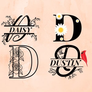 Initial D Svg D Monogram Svg Letter D Svg Bundle Split D | Etsy