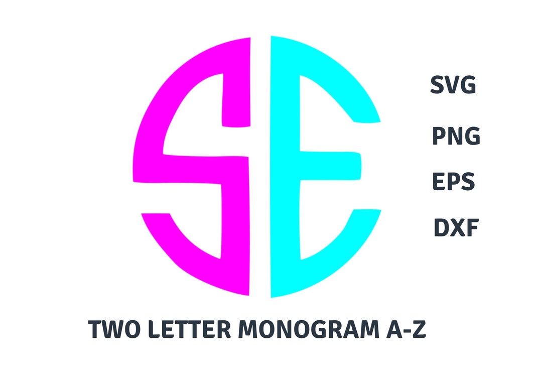 Circle Monogram Svg, Two Letter Monogram, A to Z Alphabet, Colorful ...