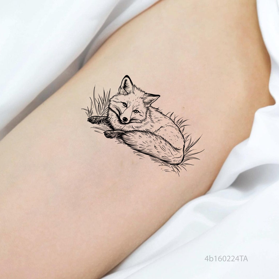 Simple Fox Temporary Tattoo-minimalist Tattoo-temporary Tattoo Set ...
