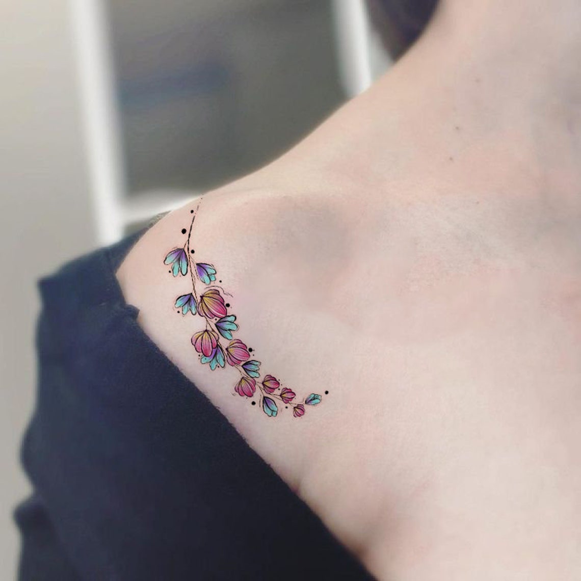 Wildflower Temporary Tattoo-flower Tattoo-temporary Tattoo Set-tattoo ...