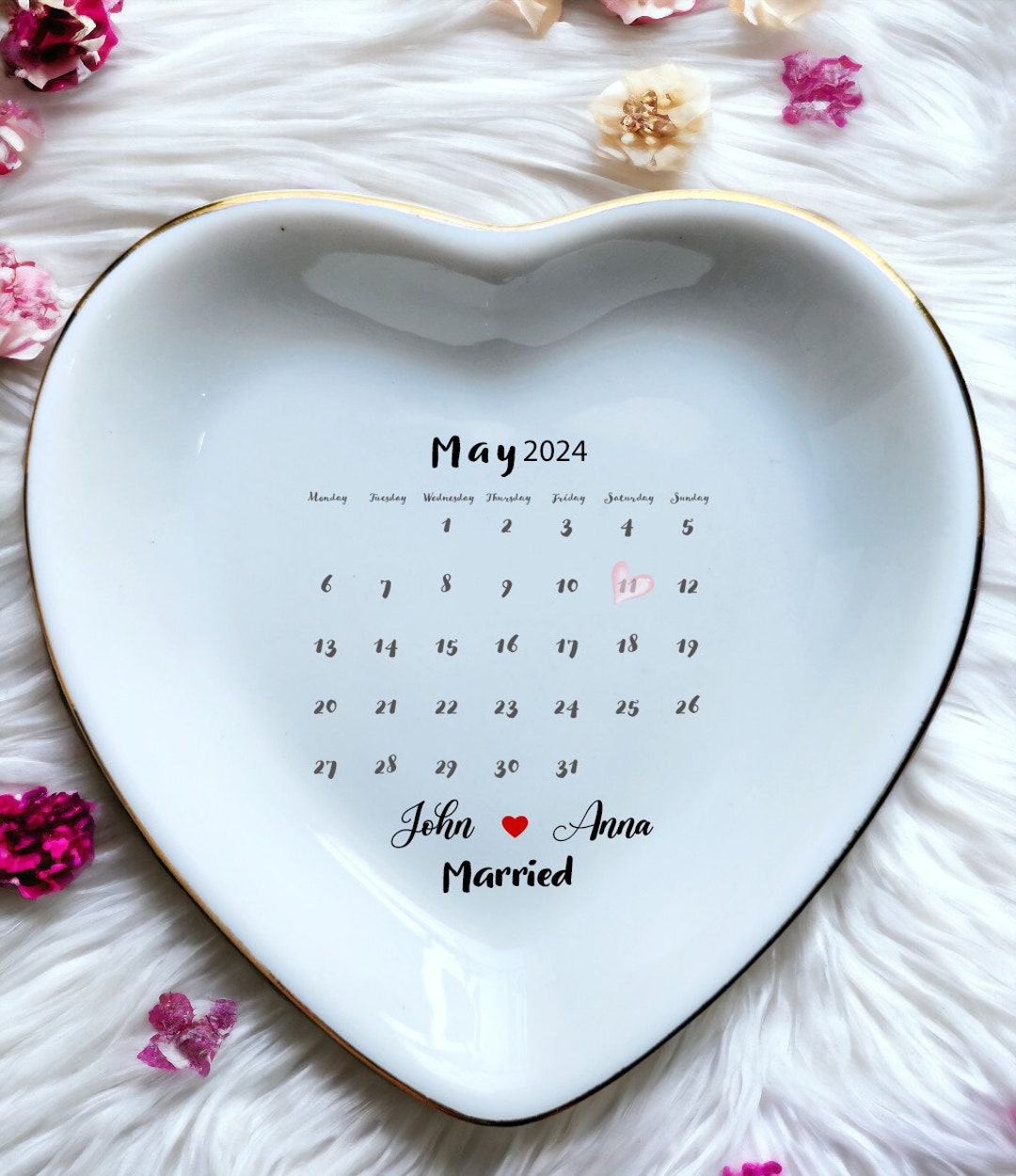 Personalized Calendar Ring Dish-wedding Gift-calendar Anniversary Gift ...