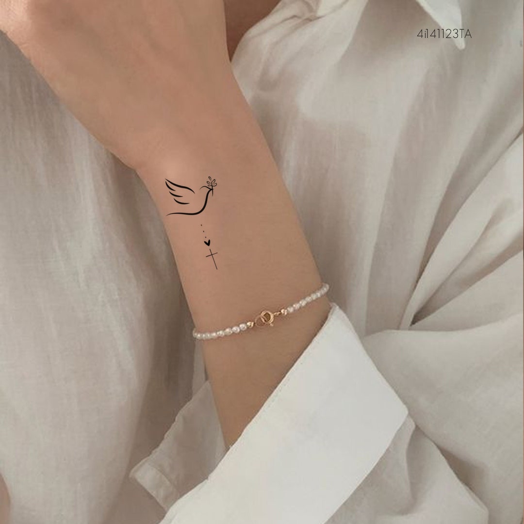 Cross Dove Jesus Tattoo-minimalist Tattoo-temporary Tattoo Set-tattoo ...