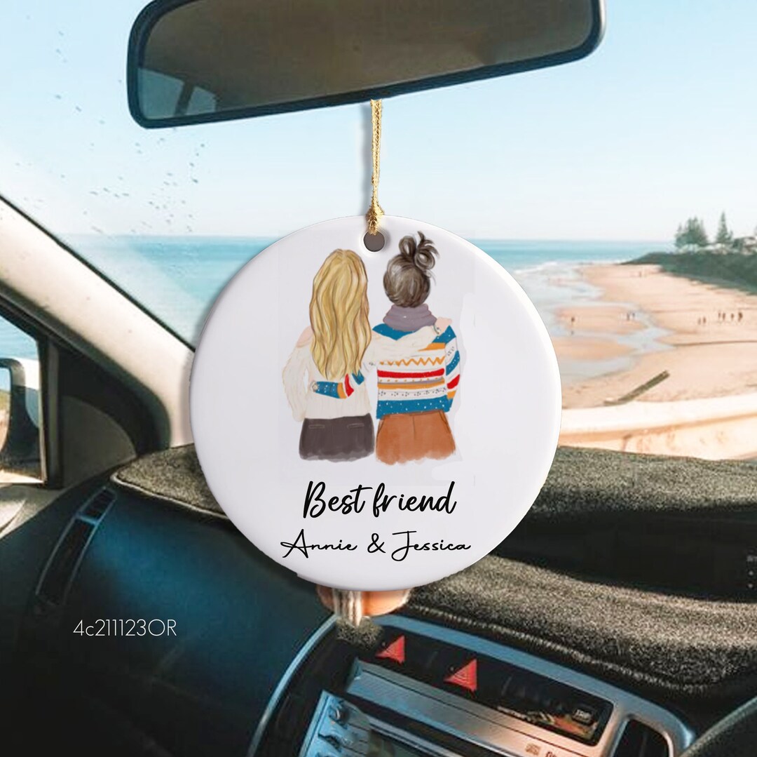 Custom Bestie Portrait-personalized Ornament-hanging Car-car Charm Gift ...