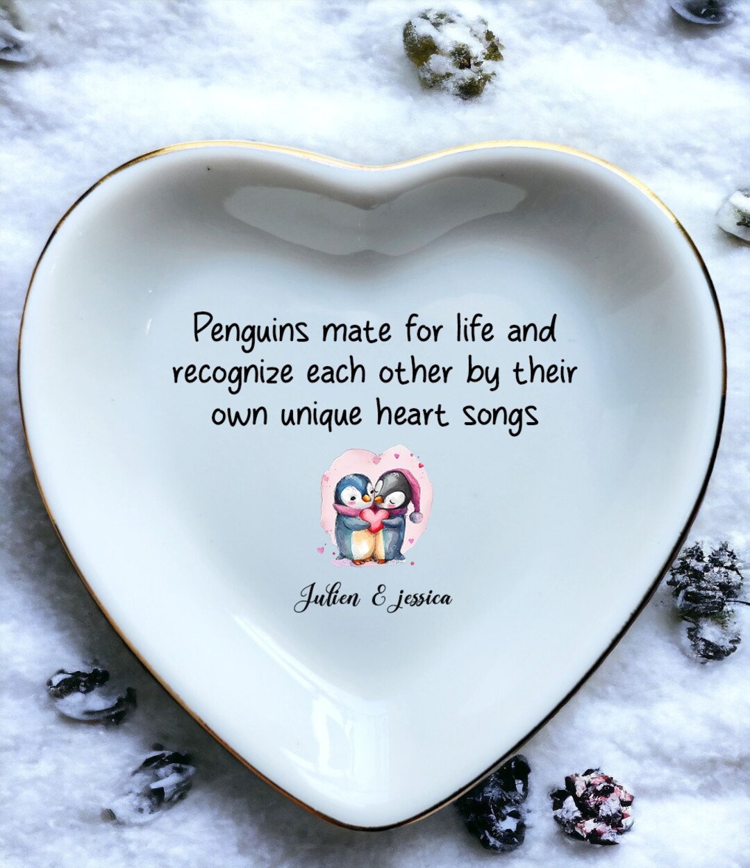 Penguins Mate for Life-custom Ring Dish-personalized Jewelry Dish for ...