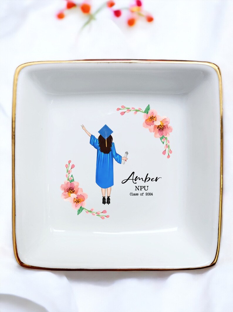 Custom Girl Portrait Ring Dish-graduation Personalized Trinket Tray ...